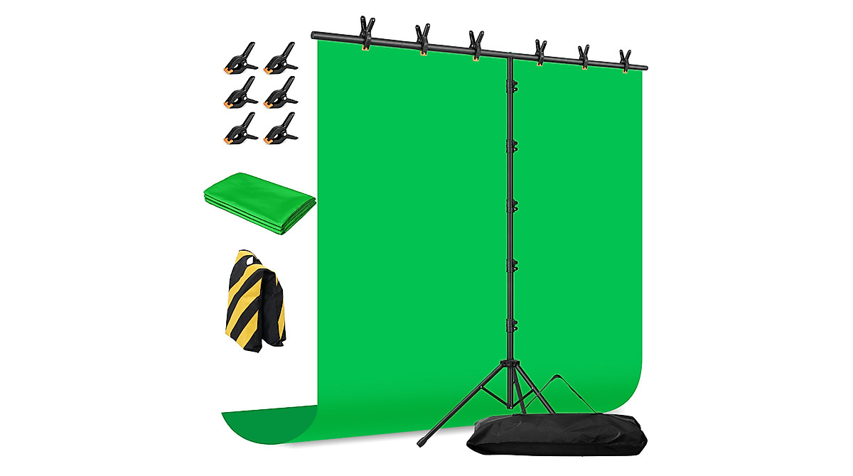 Portable 8x7.2ft Green Screen Backdrop with Stand Kit