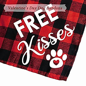 STMK Valentine’s Day Dog Bandana Outfits, Valentine’s Day Heart Headband Plaid Valentines Dog Bandanas Costumes for Small Medium Large Dogs Valentine’s Day Costumes (Free Kisses)