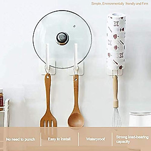 6Pcs Utility Hooks, Adhesive Hooks, Multi-Purpose Wall-Mounted Hooks, Bathroom Towel Hooks, Toilet Paper Towel Hooks, Hooks for Kitchen, Bedroom, and Living Room