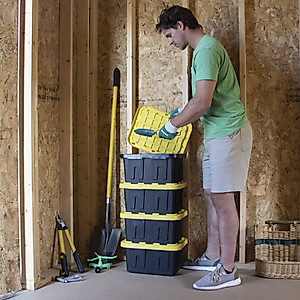 BLACK & YELLOW® 5-Gallon Tough Storage Containers with Lids, Stackable, Extremely Durable, [4-Pack]