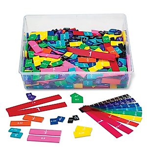 hand2mind Plastic Double-Sided Decimal and Fraction Tiles, Montessori Math Materials, Fraction Manipulatives, Unit Fraction, Fraction Bars Math Manipulatives, Homeschool Supplies (15 Sets of 51)