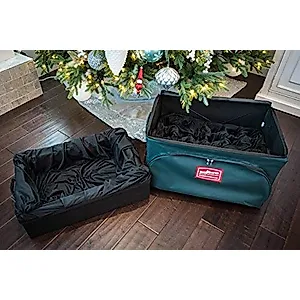 Deluxe Christmas Ornament Storage Box - Holds 48 Ornaments up to 6 Inches Tall by Any Width/Length, 2 Removable Trays with Moving Dividers