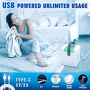 USB Portable Air Conditioner Fan, Rechargeable Evaporative Mini AC Fan with 3 Adjustable Speeds, Small Mini AC with Timer, Hand Held Personal Air Cooler for Desk, Bedroom, traveling & Camping, White