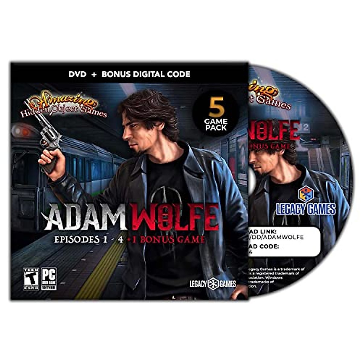 Legacy Games Amazing Hidden Object Games for PC: Adam Wolfe (5 Game Pack) - PC DVD with Digital Download Codes