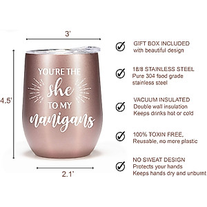 Bestie Gifts for Women - 12oz Best Friend Wine Glass Tumbler Cup - Funny Gift for BFF, Unique Friendship Presents for her, Rose Gold travel coffee mug