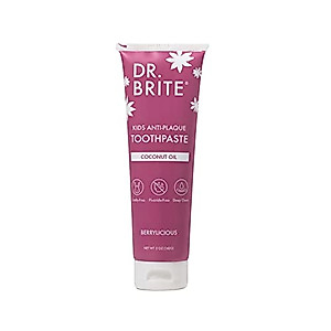 Dr. Brite Natural Kids Antiplaque Toothpaste, Fluoride Free Sulfate Free Doctor Formulated Plant-Based Ingredients - Berry, 5 oz (3-Pack)