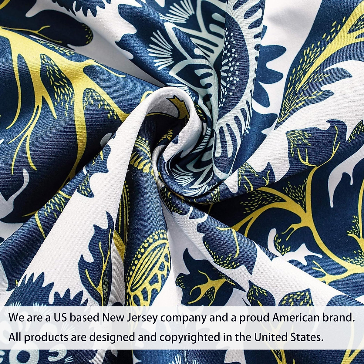 DriftAway Bird Tree Floral Flower Leaf Lined Thermal Insulated Energy Saving Window Curtain Valance for Living Room Bedroom Kitchen 2 Layer Rod Pocket 52 Inch by 14 Inch Plus 2 Inch Header Navy