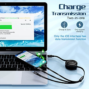 Multi Charger Cable 3A [4Ft 2Pack] Multi Charging Cable 3 in 1 Retractable Charging Cord Multi USB Cable with Lightning/Type C/Micro USB Port for Cell Phones/Samsung Galaxy/LG/Huawei/Tablets/PS & More