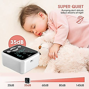 Lulia Electric Breast Pump with 10 Breastmilk Storage Bags, Breastfeeding Pump with 4 Modes and 9 Levels, Portable Breast Pump with 24mm Flanges, Strong Suction Power, Quiet, Pain Free