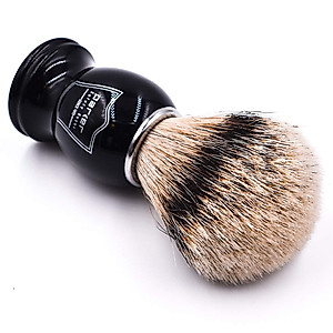 Parker’s 100% Silvertip Badger Bristle Shave Brush – Brush Stand Included (Black Handle)