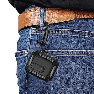 Maxjoy for AirPods Case Cover, Airpods 2 Protective Case with Lock Gen 2 Military Hard Shell Rugged Shockproof Cover with Keychain Compatible with Apple Airpods 2nd Airpods 1st Generation, Black