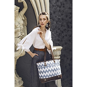 Myra Bag Californian Vibe Upcycled Canvas & Leather Tote Bag S-1624