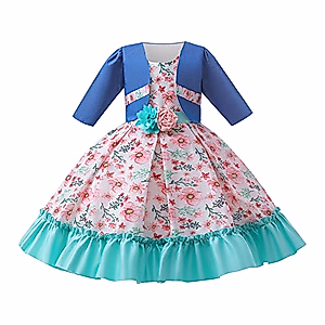 Ikevan 4 to 13Years Children Cute Sundress 2023 Children's Clothing Girl's Dress Two Piece Printing Skirt (Green, 8-9Years)