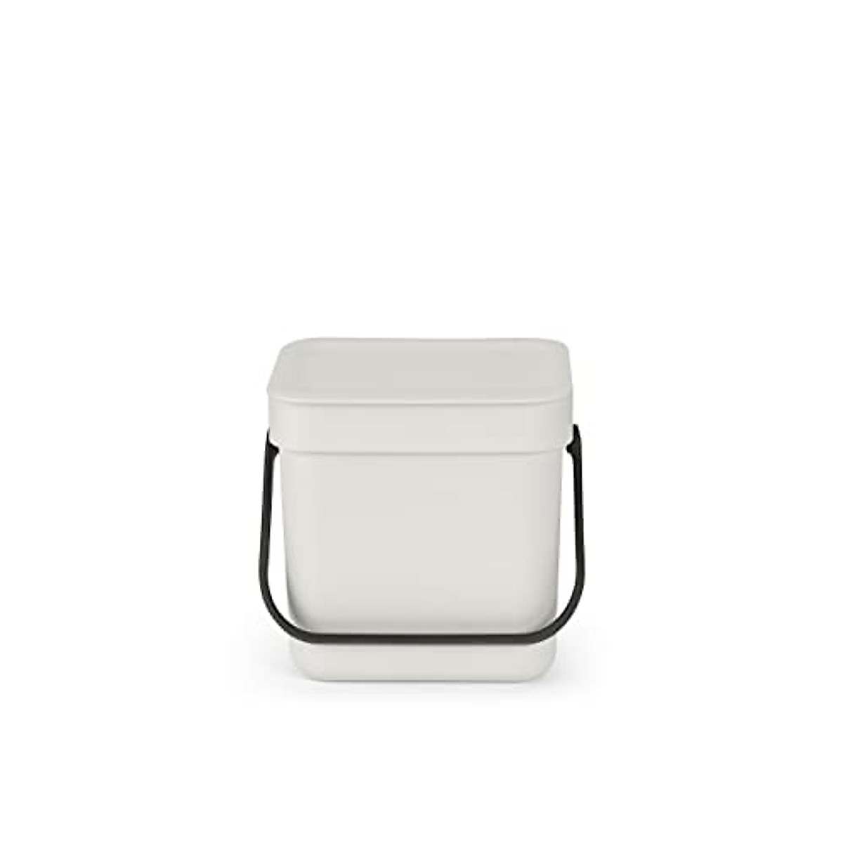 Brabantia Sort & Go Food Trash Can (0.8 Gal/Light Gray) Small Countertop Kitchen Compost Caddy with Handle & Removable Lid, Easy Clean