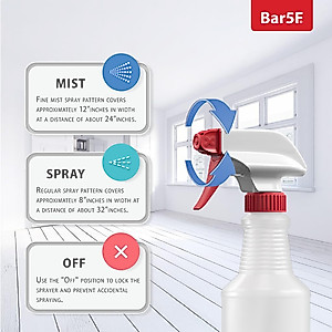 Bar5F16-Ounce Empty Plastic Spray Bottles Heavy-Duty Leakproof All-Purpose Cleaning and Gardening Made in USA, 2 pack