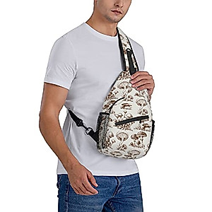 Hand Painted Mushroom Sling Bag Crossbody Backpack Casual Daypack Chest Bag Shoulder Bag For Hiking Travel Outdoor