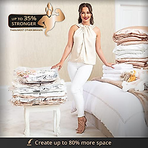 GENIE SPACE - Incredibly Strong Premium Cube Space Saving Vacuum Bags | Variety 5 Pack (1MX+2XL+2L) | Airtight & Reusable | Create 80% more space | For Clothes, Towels, Bedding, Duvets and more.