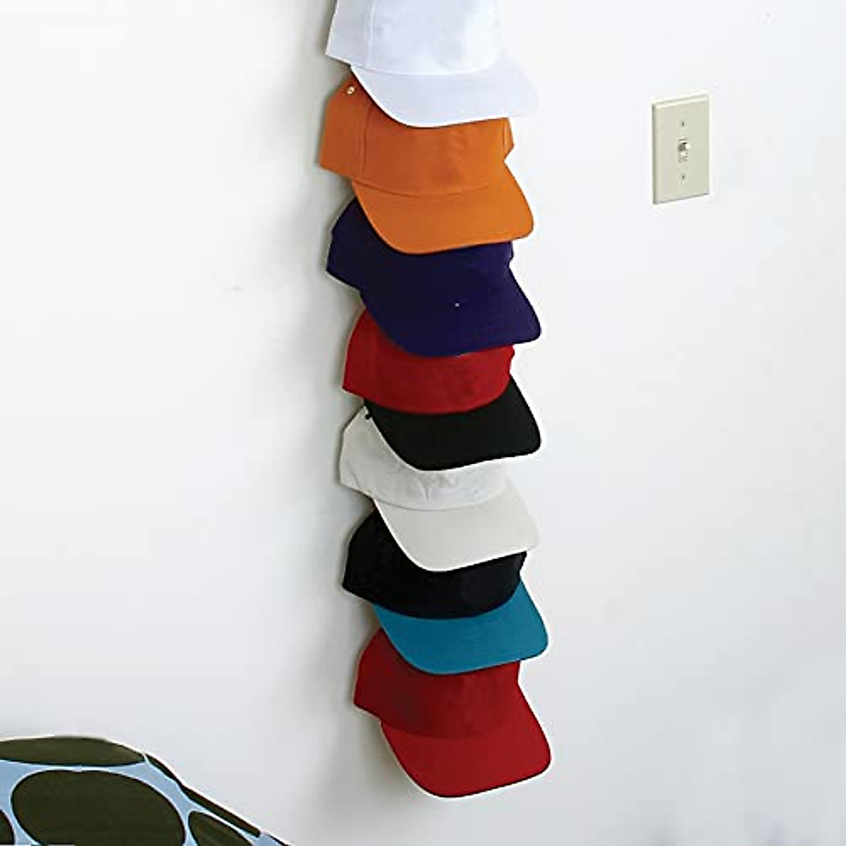 Perfect Curve Cap Rack Pro System – Hat Rack for Baseball Caps | Over Door Organizer | Baseball Cap Organizer |Hat Hangers for Closet |Hat Organizer for Wall | 10 Clips Hold up to 30 caps | White