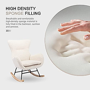 Virabit Small Rocking Chair Nursery, Modern Glider Rocker Armchair for Baby Nursery, Comfy Accent Glider Chair for Nursery, Living Room, Bedroom (Beige)