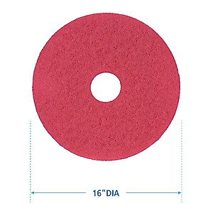 Boardwalk Buffing Floor Pads, 16" Diameter, Red, 5/Carton