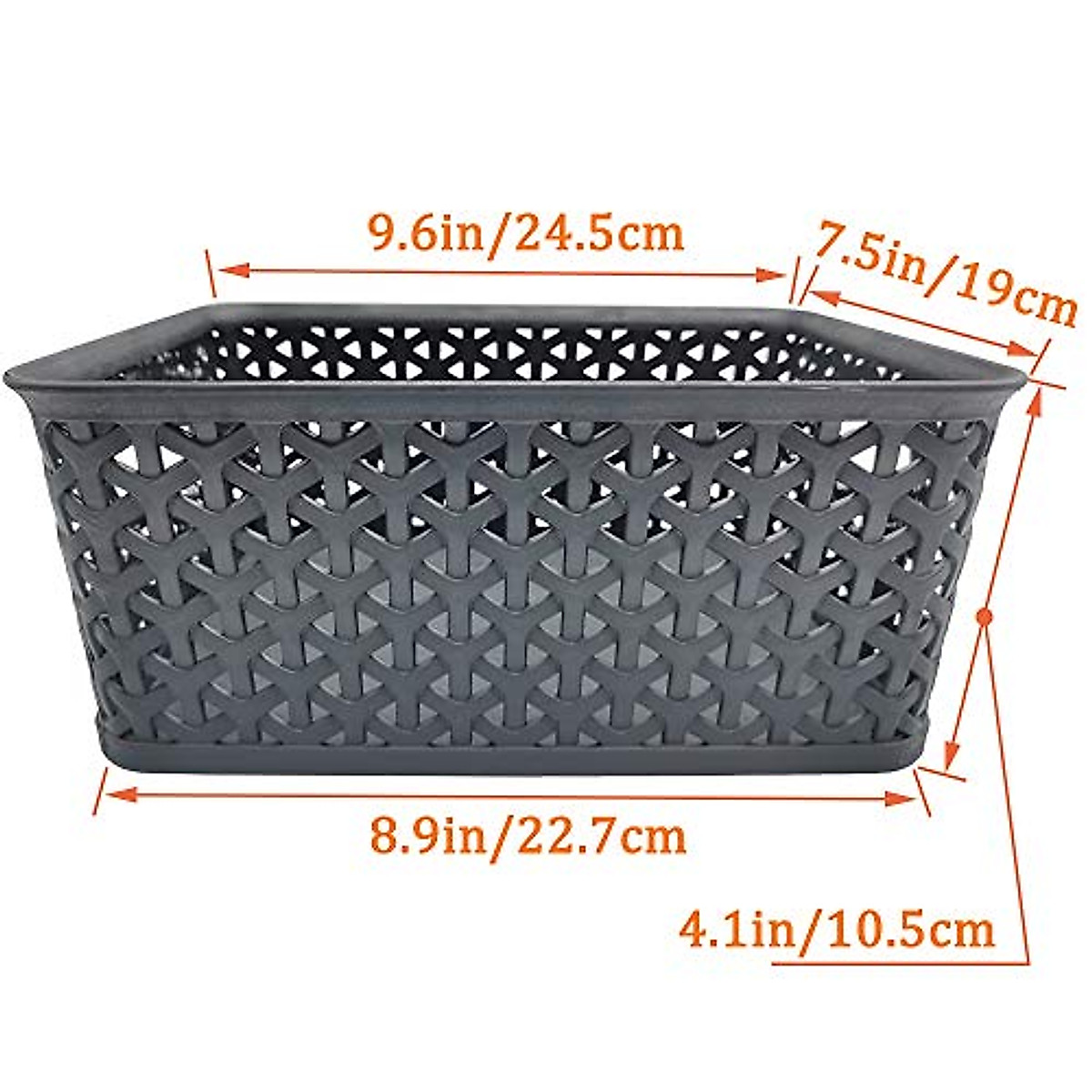 2 Pack Plastic Storage Basket,Kitchen Organizing Pantry Storage Bins,Open Storage Bins for Shelves,Bathroom, Pantry, Closet