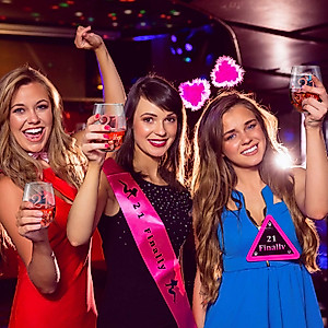 Stemless Wine Glass Rose Gold Birthday Wine Glass Present Anniversary Glasses for Man Women Birthday Party Wedding Anniversary Decorations, 17 oz (21 and Fabulous)