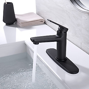 HMEGAO 10” Kitchen Sink Hole Cover, Faucet Deck Plate Escutcheon for Bathroom or Kitchen, 10 inch Stainless Steel Faucets Cover for 1 or 3 Holes (Matte Black)