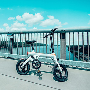 Jasion EB3 Electric Bike Adults 21mph, 500W Peak Motor, 270Wh Battery, Rear Suspension, 3 Levels Assist, 14" Folding Ebike for Adults and Teens, Complies to UL2849 (with Lock, White)