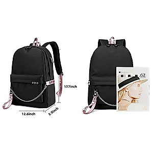 FSRONGXI 17Inch Anime Backpack for School Nezuko Bookbag Anime Rucksack with USB Charging Port, Free Keychain 17.7inch (Nezuko)