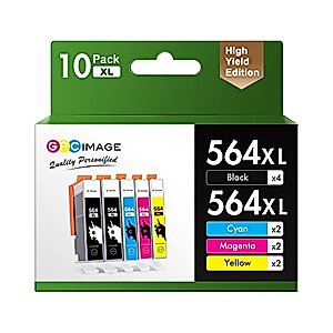 GPC Image Compatible Ink Cartridge Replacement for HP 564XL 564 XL ink use with DeskJet 3520 3522 Officejet 4620 Photosmart 5520 6510 6515 6520 7520 7525 D7560 Printer (Black Cyan Magenta Yellow, 10P)