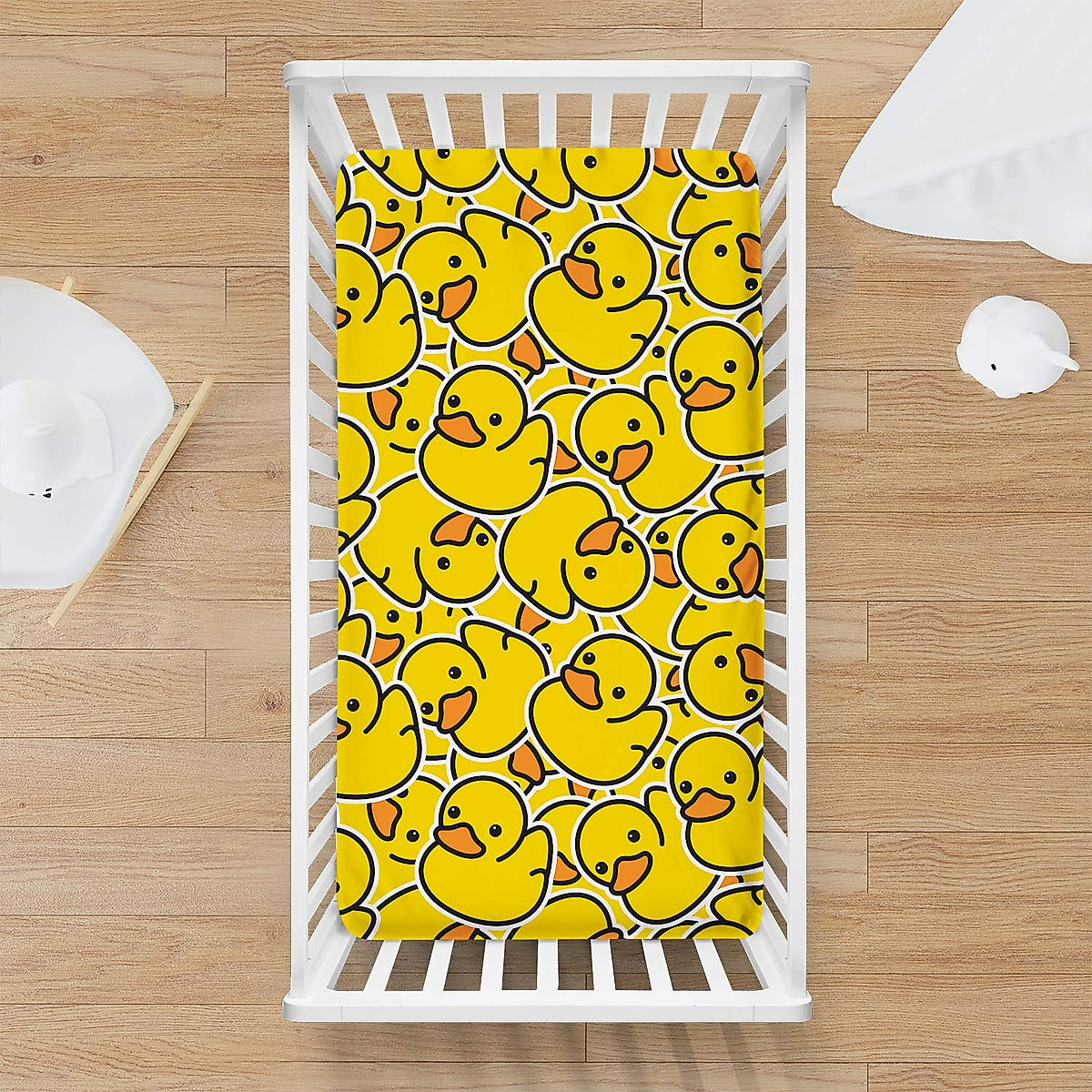 ARIGHTEX 2 Pack Fitted Crib Sheets, Soft Jersey Knit, Breathable and Hypoallergenic Baby Sheet, Duck and Dinosaur, Portable Mattress Topper for Boys Girls, 28"x 52", Nursery Sheet Fits Standard Size