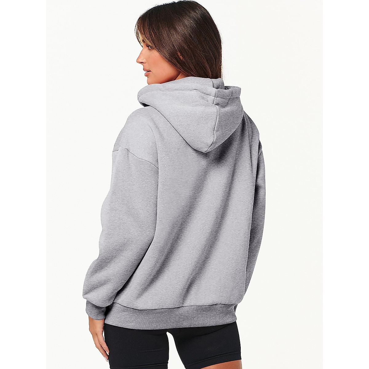 Caracilia Womens Zip Up Hoodies Oversized Long Sleeve Sweatshirts Y2K Hoodie for Teen Girls 2024 Fall Jacket Preppy Clothes Light Grey Large