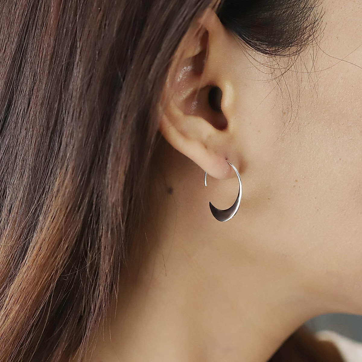 Boma Jewelry Sterling Silver Polished Pull Through Hoop Earrings