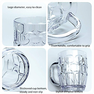 Mini Plastic Beer Mugs, 8oz Clear Dimple Stein Beer Mug Suitable for Children/Kids, Dishwasher-Safe, BPA Free (10 Pcs)