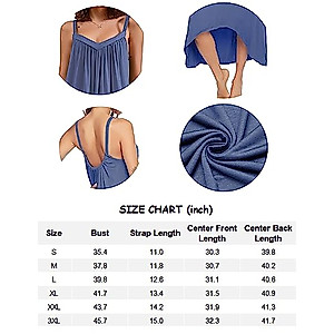 Ekouaer Womens Nightgown Sleeveless Long Nightshirt Full Slip Sleepwear Night Dress Plus Size Sleepshirt Chemise,Blue,3XL