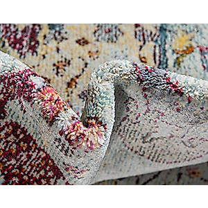 Unique Loom Baracoa Collection Area Rug - Rumba (8' 4" x 10' Rectangle, Light Blue/ Cream)