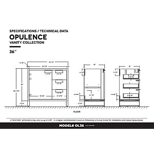 Fine Fixtures Opulence Collection 36 in. W x 18 in. D x 33 in. H Bathroom Vanity in Mint Green with White Carrara Sintered Stone Sink - Chrome Hardware