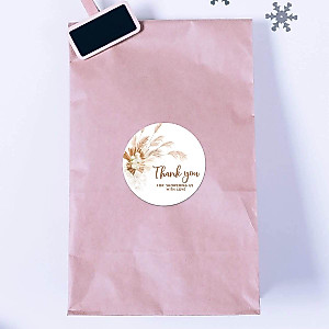 Pampas Grass Thank Showering Stickers, 2 Inch Baby Shower Birthday Party Favor Labels 40-Pack