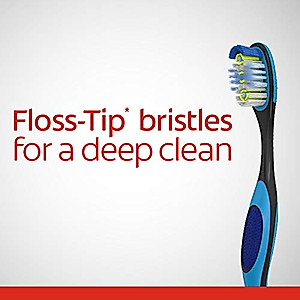 Colgate 360 Total Advanced Floss-Tip Bristle Toothbrush, Black and Blue, Solar Powered, Unisex-Adults