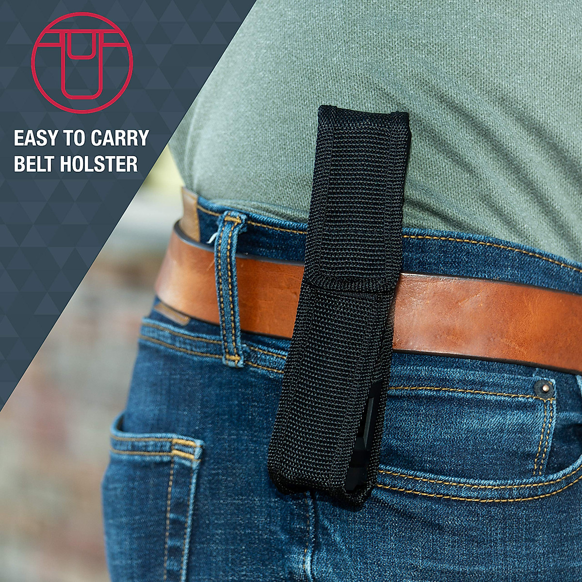 SABRE Stun Gun with LED Flashlight, Powerful Pain Inducing 1.820 µC Charge, 120 Lumens, Rechargeable Battery, Safety Switch, Includes Wrist Strap and Belt Holder