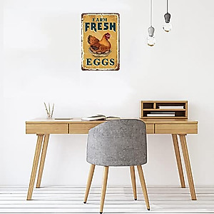Harooni Farm Fresh Eggs Tin Signs，Bar Restaurant Kitchen Country Home Decor Farm Decorative Signs - 12X16Inch