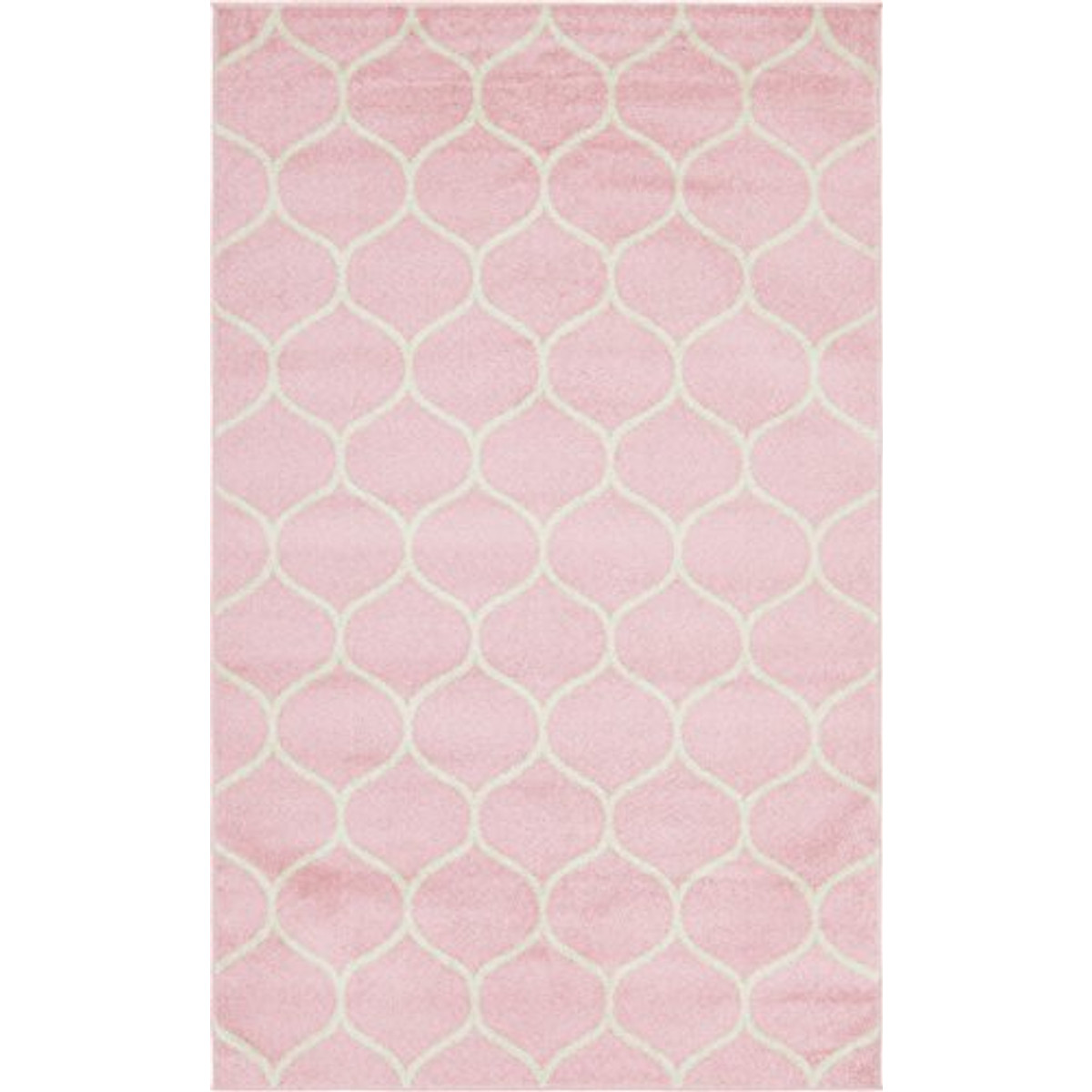 Unique Loom Trellis Frieze Collection Area Rug - Rounded (5' 1" x 8', Light Pink/ Ivory)