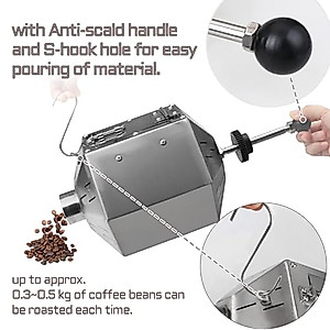 ICZW Coffee Bean Roaster with Coffee Bean Cooler Gas 3.8L Coffee Bean Baker Drum Type Stainless Steel for Home and Commercial Use