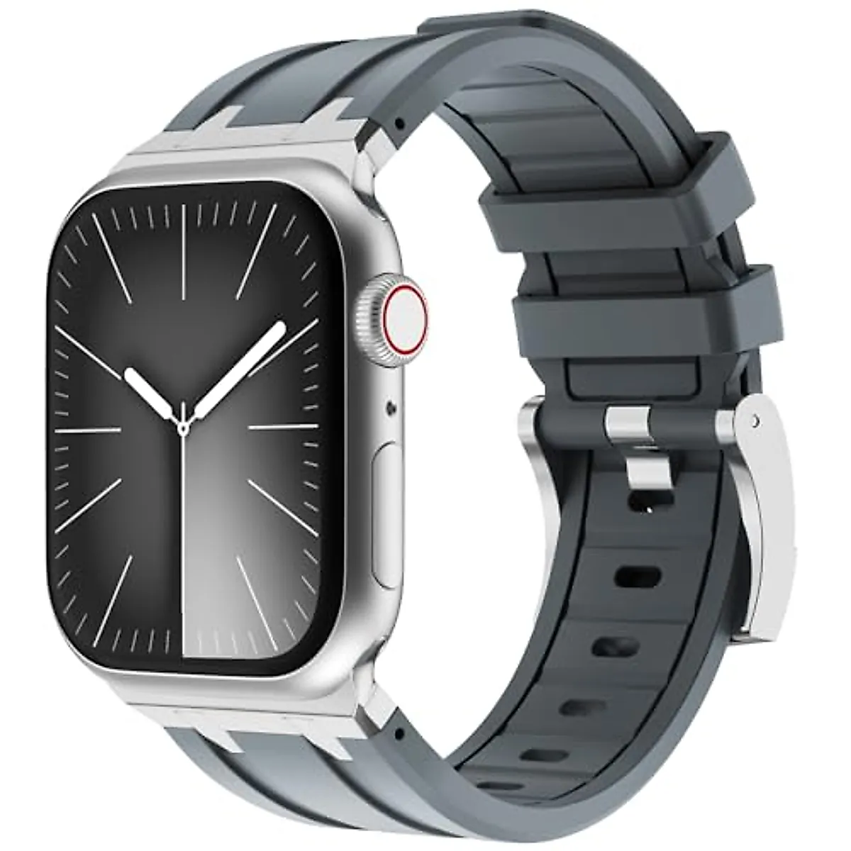 NewWays for Apple Watch Ultra 2 Band 49mm 45mm 44mm 42mm for Men, AP Wide Sport Liquid Silicone Rubber Band with Stainless Steel Adapter for Apple Watch Band for iWatch Series 8 7 6 5 SE Ultra Luxury