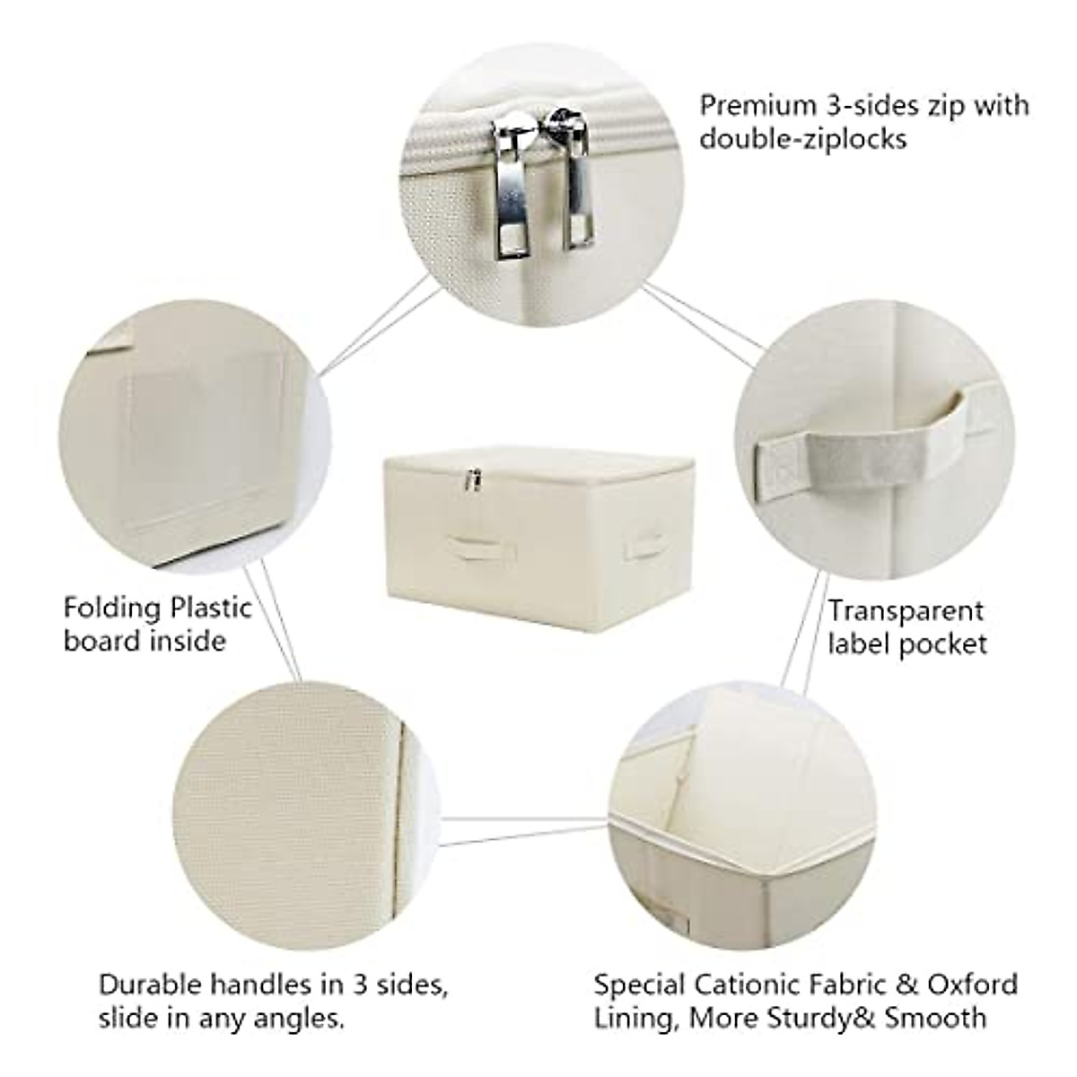 iwill CREATE PRO Underbed Storage Bin, 2pcs Storage Boxes, Zip Lidded, Washable & Folding Design, Beige