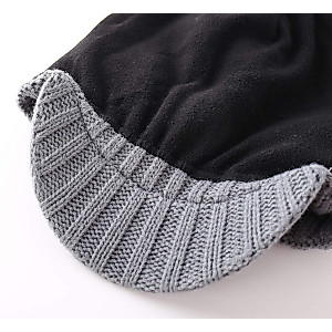 Home Prefer Men's Outdoor Newsboy Hat Winter Warm Thick Knit Beanie Cap with Visor (Light Gray)