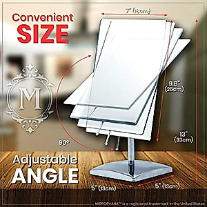 Large Tabletop Face Mirror with Stand - True No Magnification Single Sided Mirror for Retail Store Display Counter, Table Top Vanity & Bathroom Countertop - Frameless Rectangle 9.8" x 7"