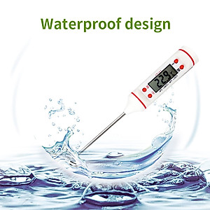 Smalibal Digital Meat Thermometer, Waterproof Instant Read Thermometer, LCD Display Stainless Steel Probe for Cooking Food, Baking, Liquids, Candy, Grilling BBQ White