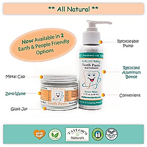 Kids Natural Fluoride Free Toothpaste by BALM! Baby – Children's Toothpaste in Pump Bottle, SLS Free Toothpaste with Xylitol, Vegan Gluten Free, BPA Free, Zero Waste Children’s Teeth Paste (Mint)