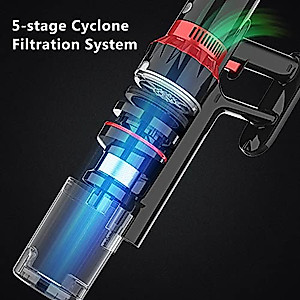 Micol Cordless Vacuum Cleaner, Lightweight Stick Vacuum Cleaner with 30Kpa, Max 50min Runtime, 350W Brushless Motor, LED Display, 6 in 1 Handheld Vacuum Cleaner for Hard Floor Carpet Car Pet Hair, Red